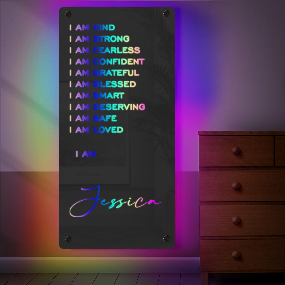 Affirmations Mirror - I Am Mirror Light Colorful Bedroom Lamp ...