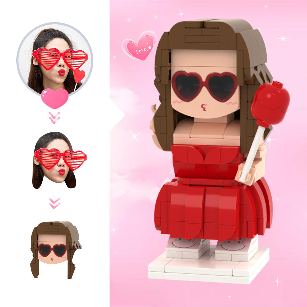 Custom Cute Head Brick Figures Personalized 1 People Brick Figures Lady ...