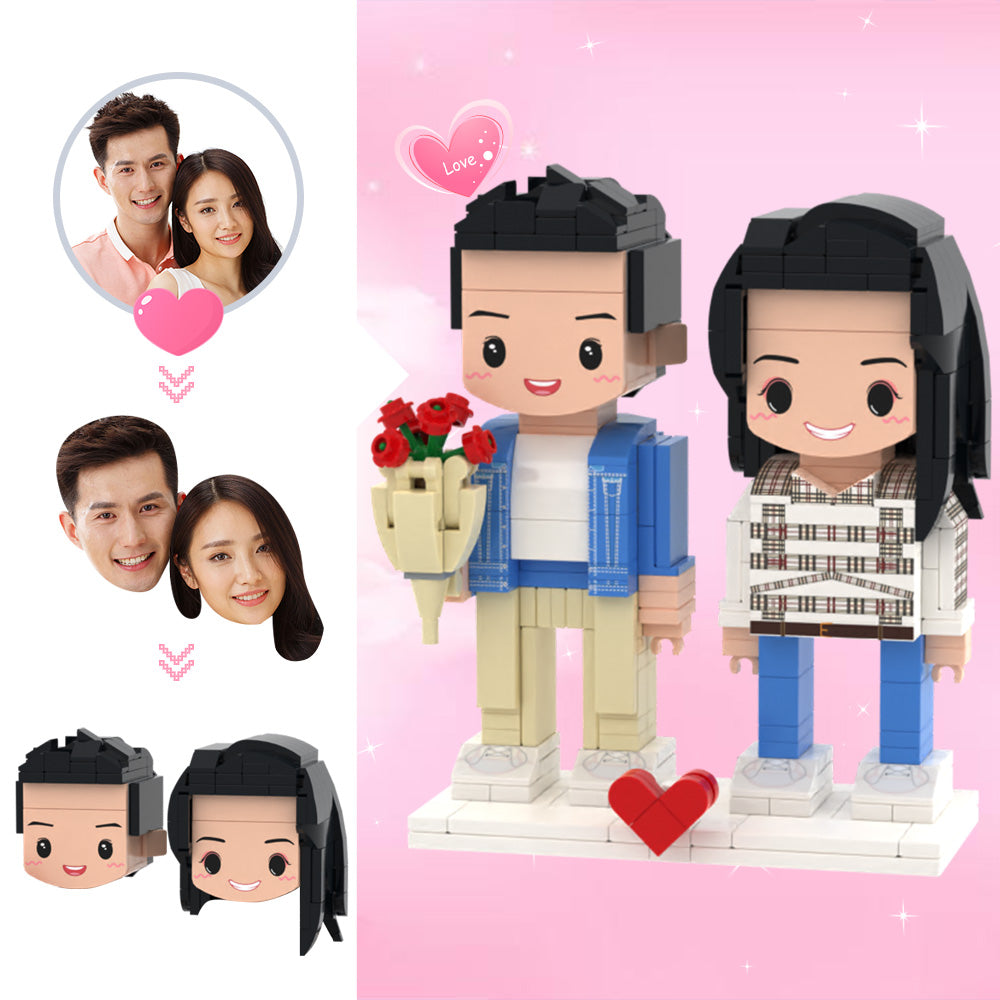 Custom Head Cute Brick Figures Personalized 2 People Cute Brick Figures ...