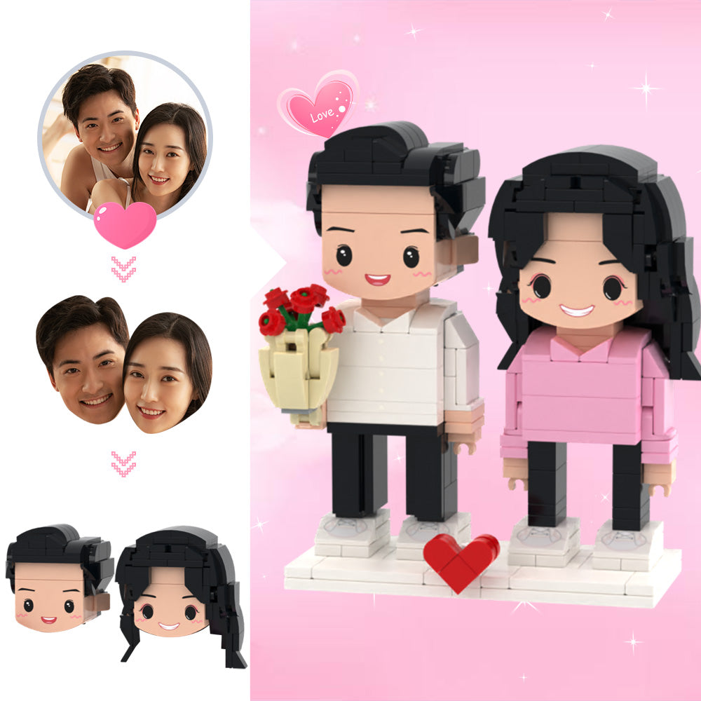 Gifts for Her Custom Head Cute Brick Figures Personalized 2 People Cute ...