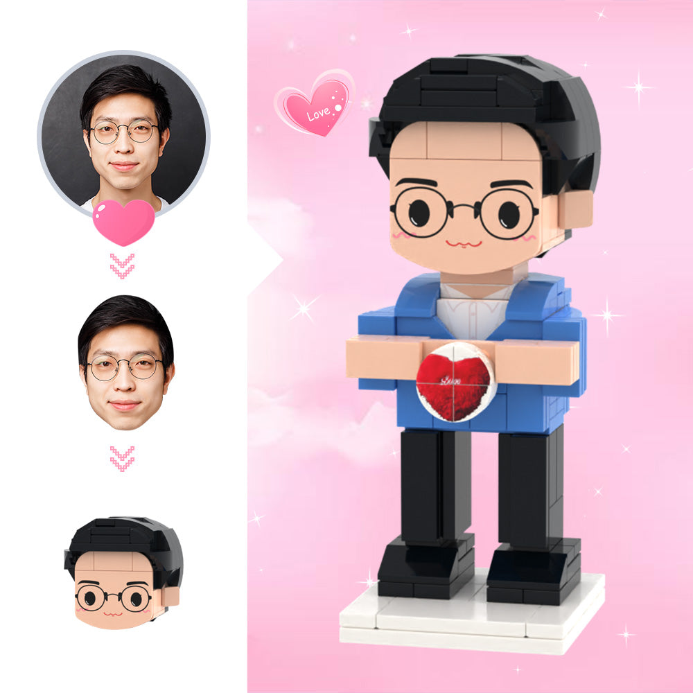 Custom Cute Head Brick Figures Personalized 1 People Brick Figures Man ...