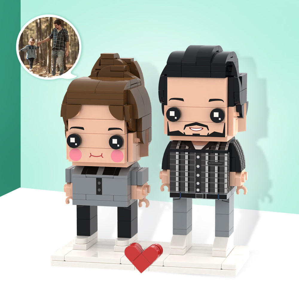 Father and Daughter Brick Figures Customizable Fully Body 2 People ...
