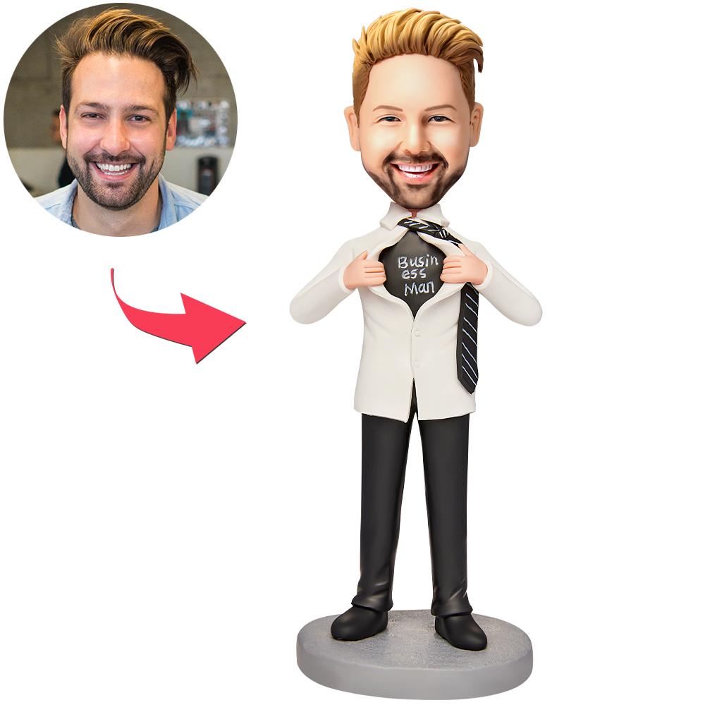 White Business Man Bobblehead Suit Engraved with Text - MadeMine Custom ...