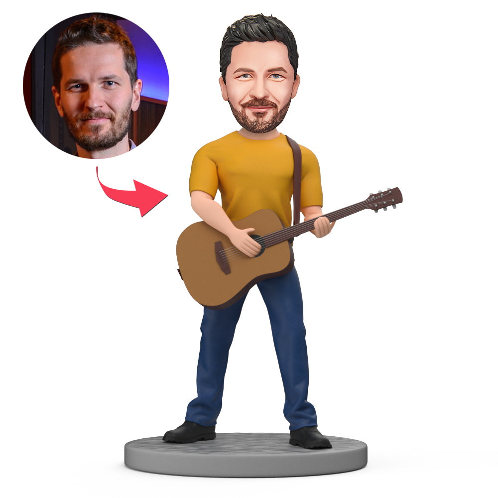 Male Singer with Guitar Custom Bobblehead With Engraved Text - MadeMine ...