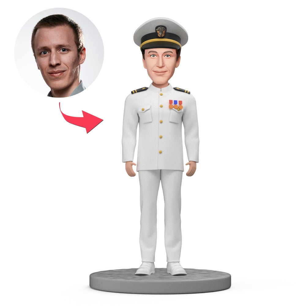 Custom Navy Bobblehead With Engraved Text - Naval Officer in Uniform ...