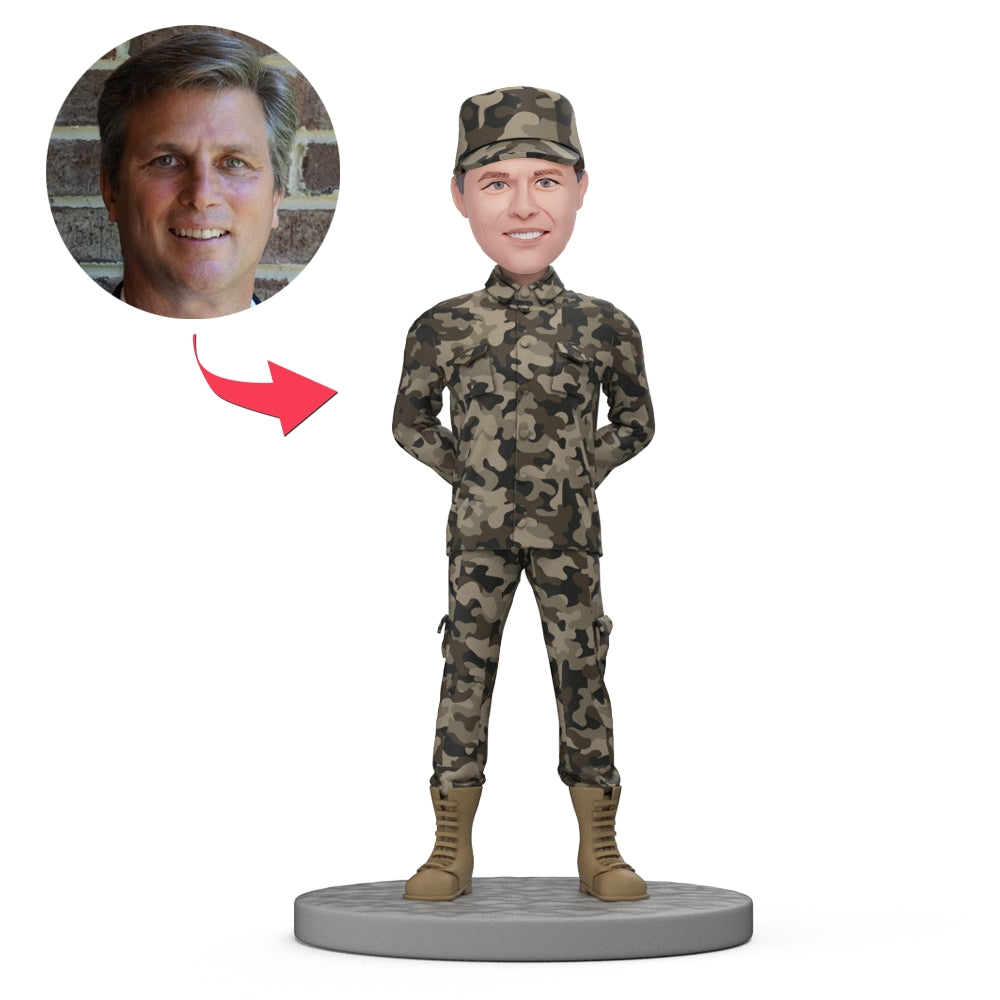 Custom Military Bobblehead With Engraved Text - Army Soldier in Uniform ...