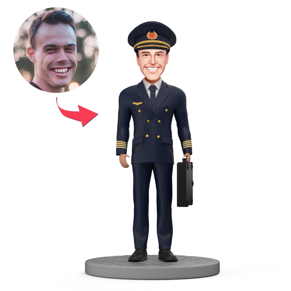 Custom Bobblehead Aircraft Pilot/Captain in Uniform - MadeMine Custom ...