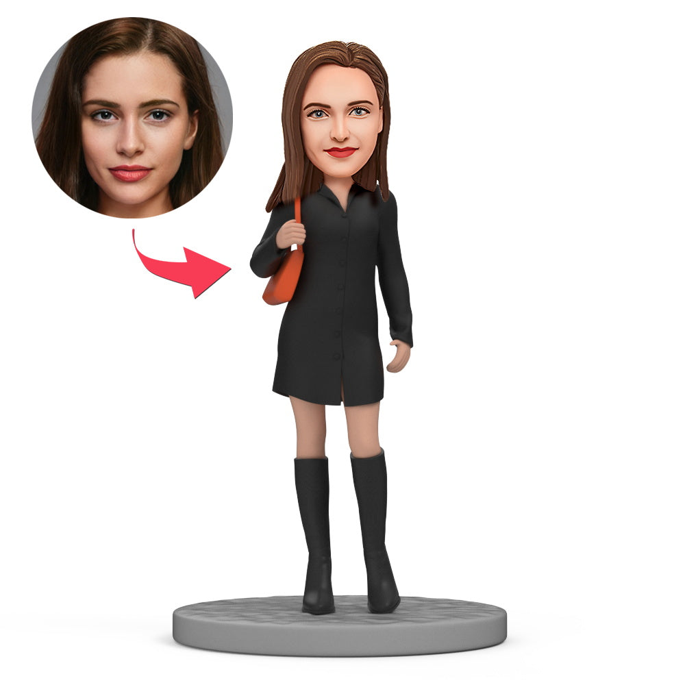 Custom Black Skirt Bobblehead Beautiful Girl Bobblehead Gift With Text ...
