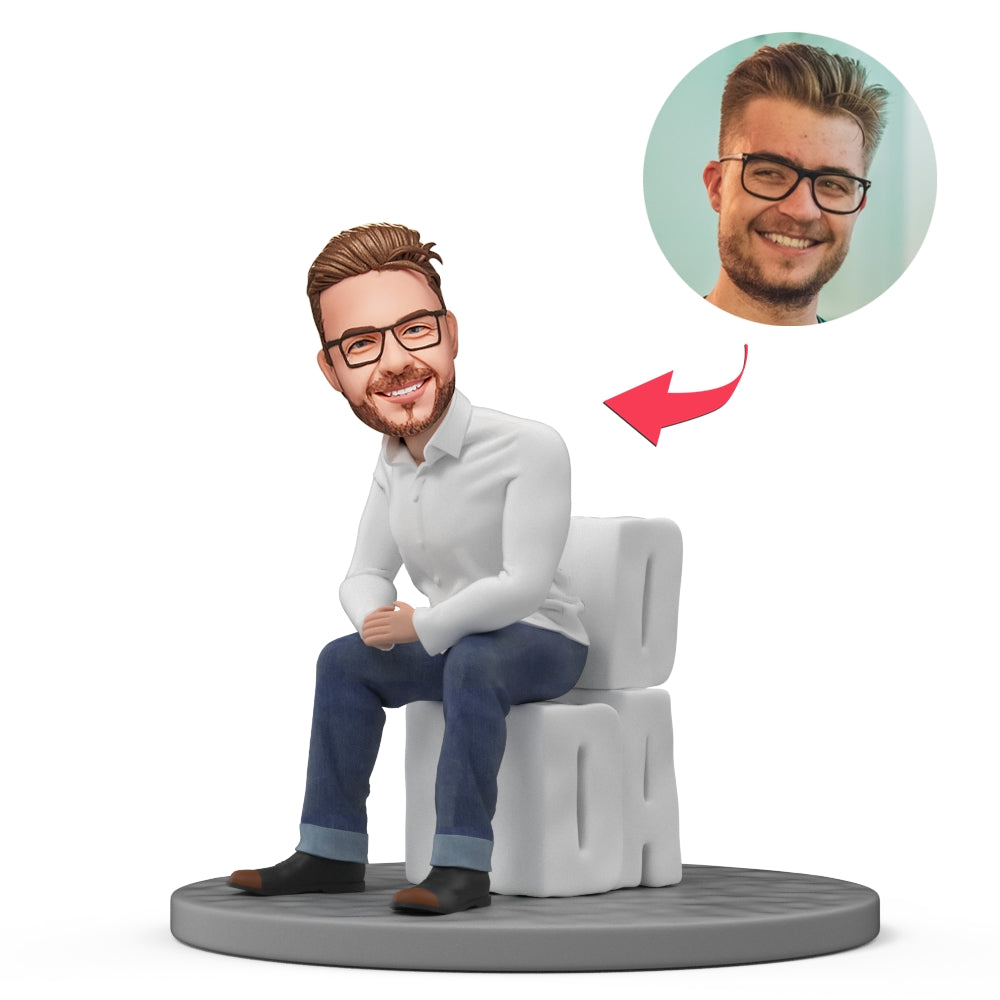 Father's Day Gifts Sitting Dad Custom Bobblehead With Text - MadeMine ...