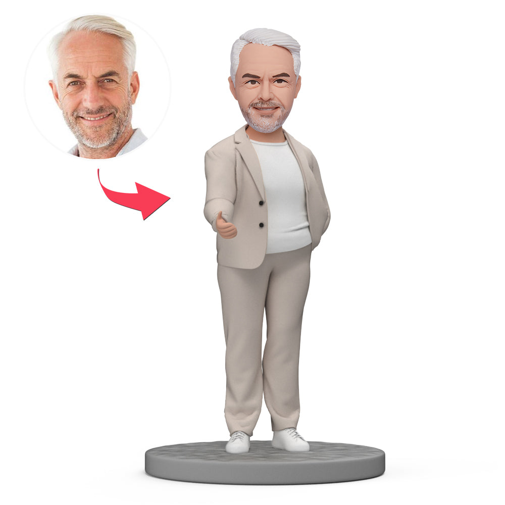 Boss's Day Gift Custom Bobblehead Boss in White Suit Ready to Shake ...