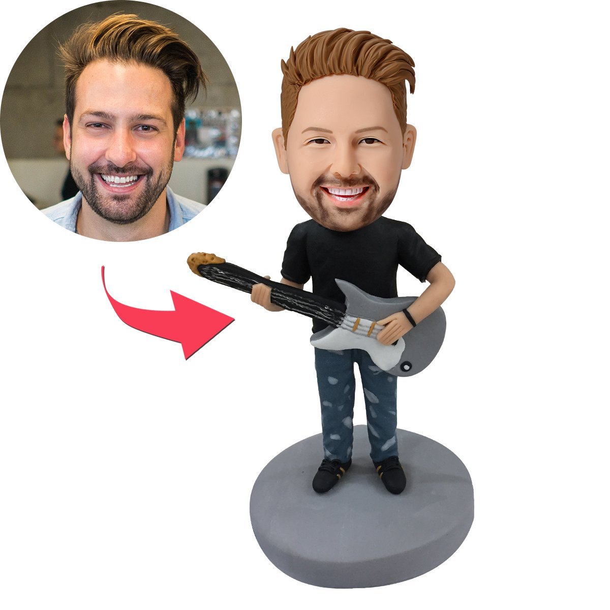 Guitar Man Custom Bobblehead With Engraved Text - MadeMine Custom Drop ...