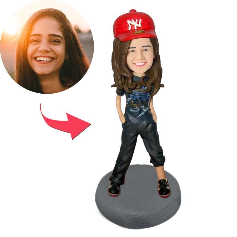 Hip Hop Girl Custom Bobblehead With Engraved Text - MadeMine Custom ...