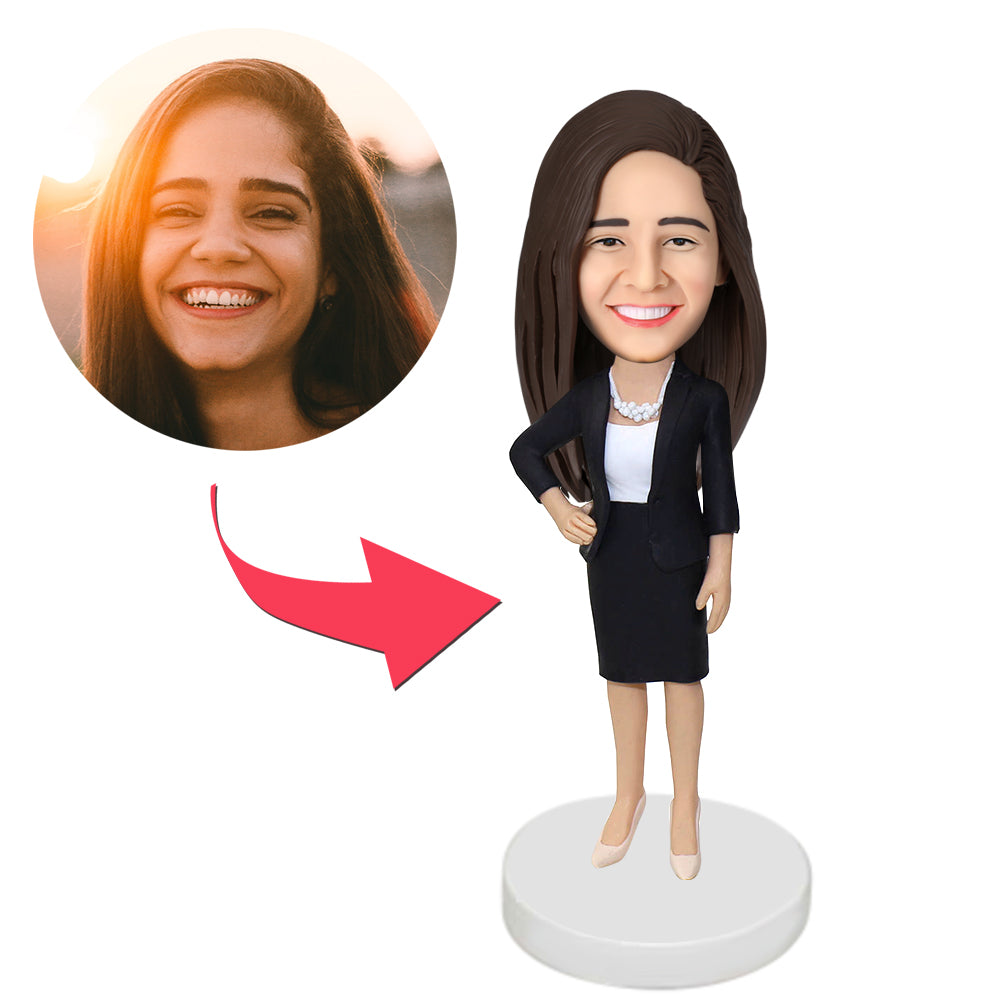 Office Lady Custom Bobblehead With Engraved Text - MadeMine Custom Drop ...