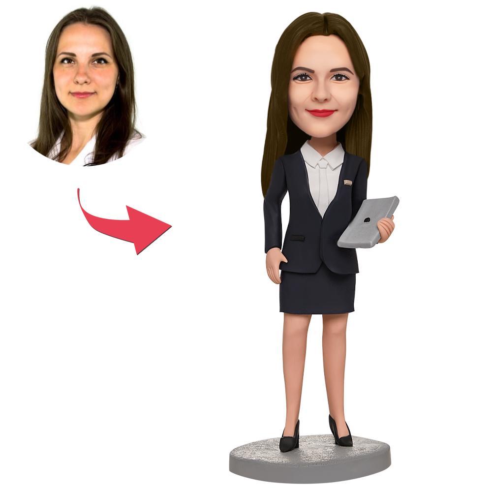 Custom Business Woman Holding A laptop Bobbleheads With Engraved Text ...