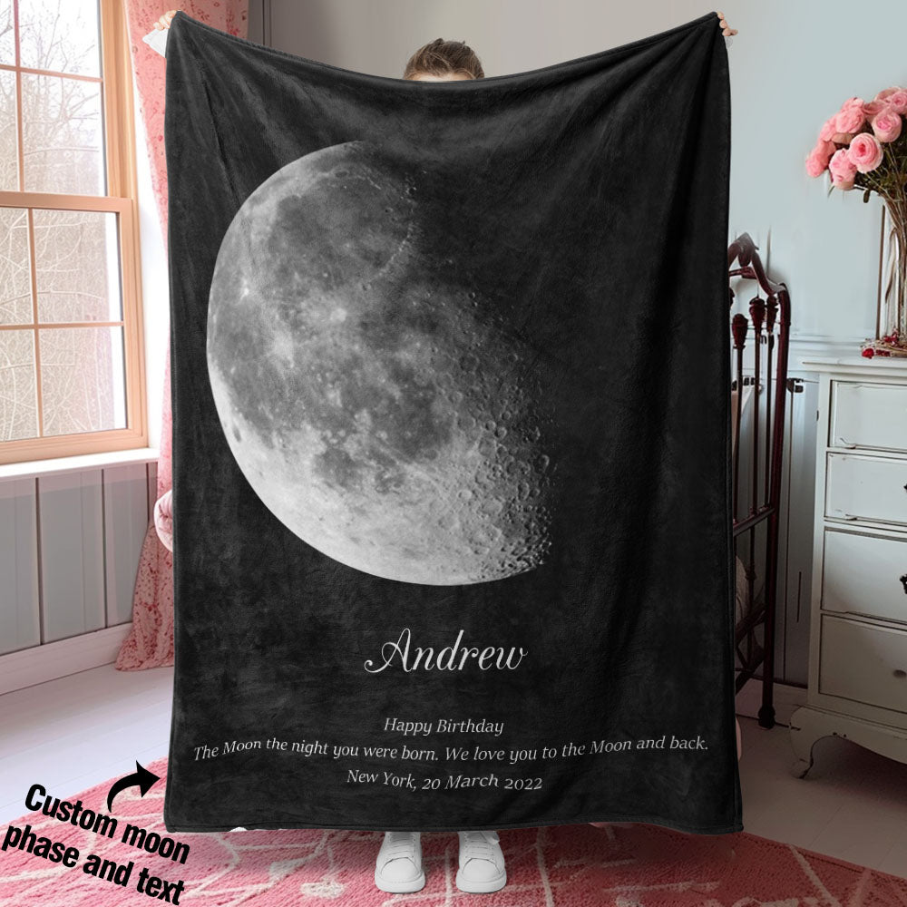 Custom Moon Phase Blanket Personalized Names Birthday Gift - MadeMine ...