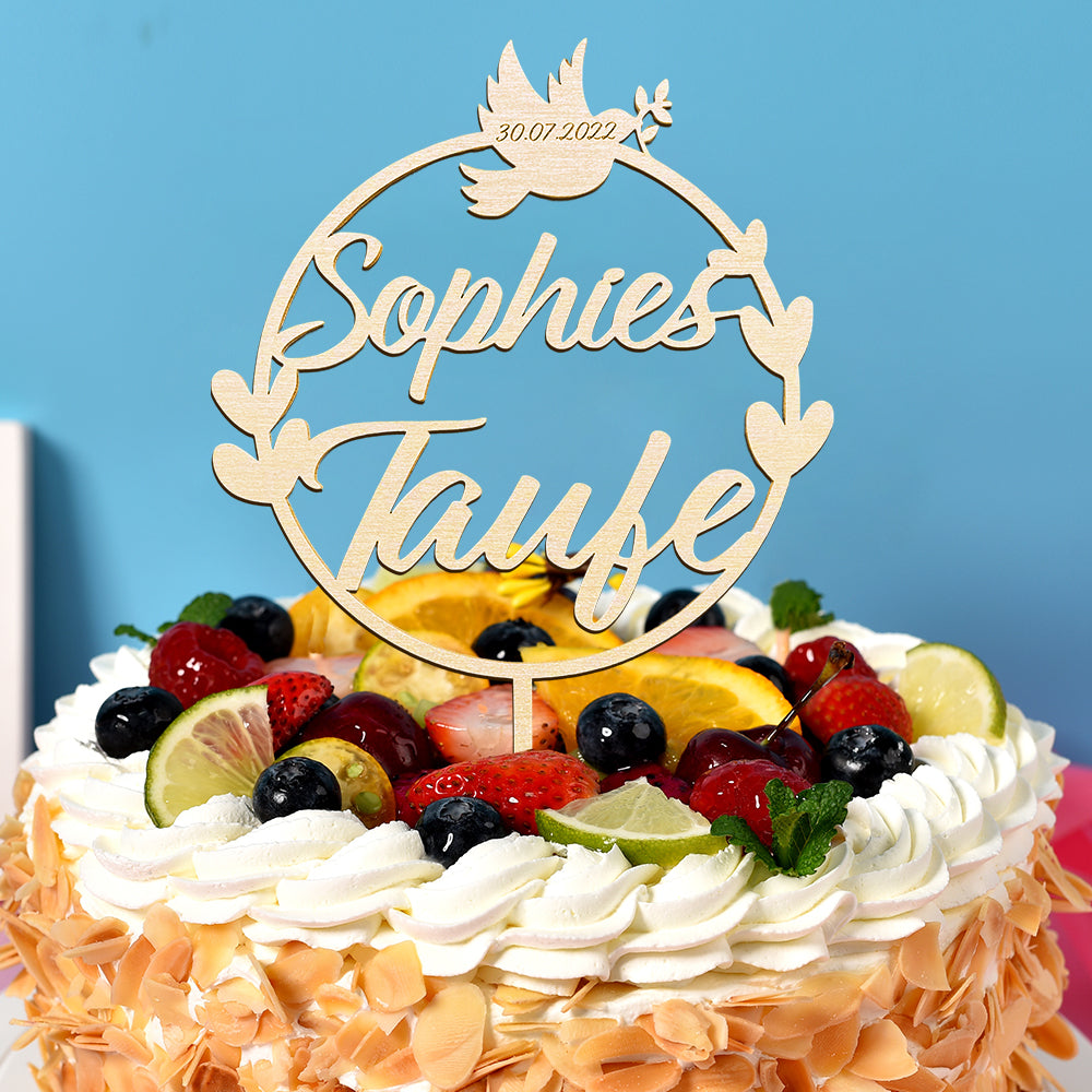 Custom Name Cake Topper Personalized Dove Wooden Couple Cake Decoration ...