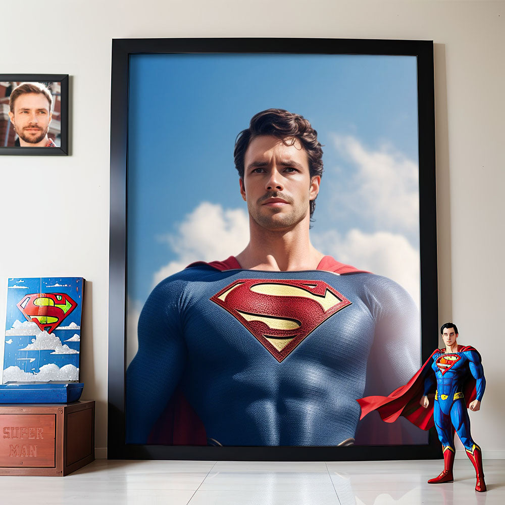 Personalized Portrait from Photo Custom Face Superman Frame Gifts for ...