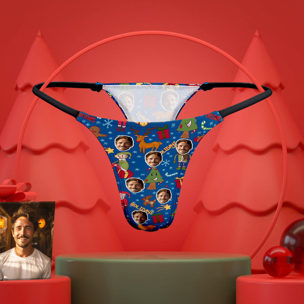 Custom Face Women's Tanga Thong Personalised Sexy Underwear Christmas ...