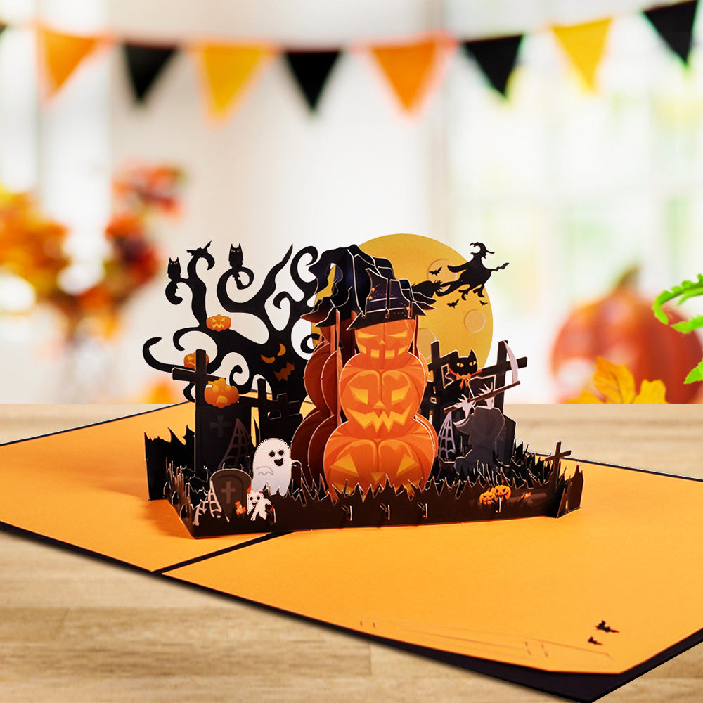 Halloween 3D Pop Up Card Pumpkin Graveyard Pop Up Greeting Card ...