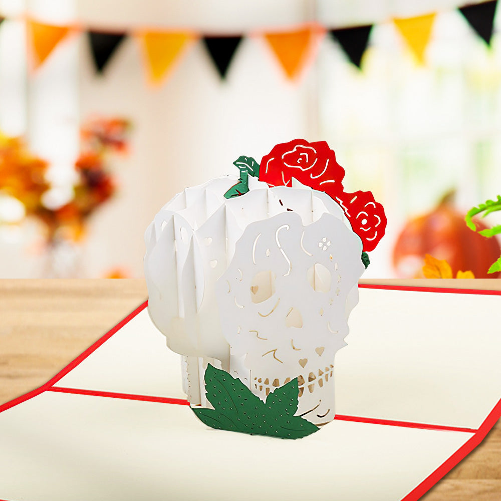 Halloween 3D Pop Up Card Flower Skull Pop Up Greeting Card - MadeMine ...
