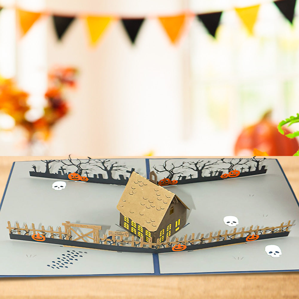 Halloween 3D Pop Up Card Haunted House Pattern Pop Up Greeting Card ...