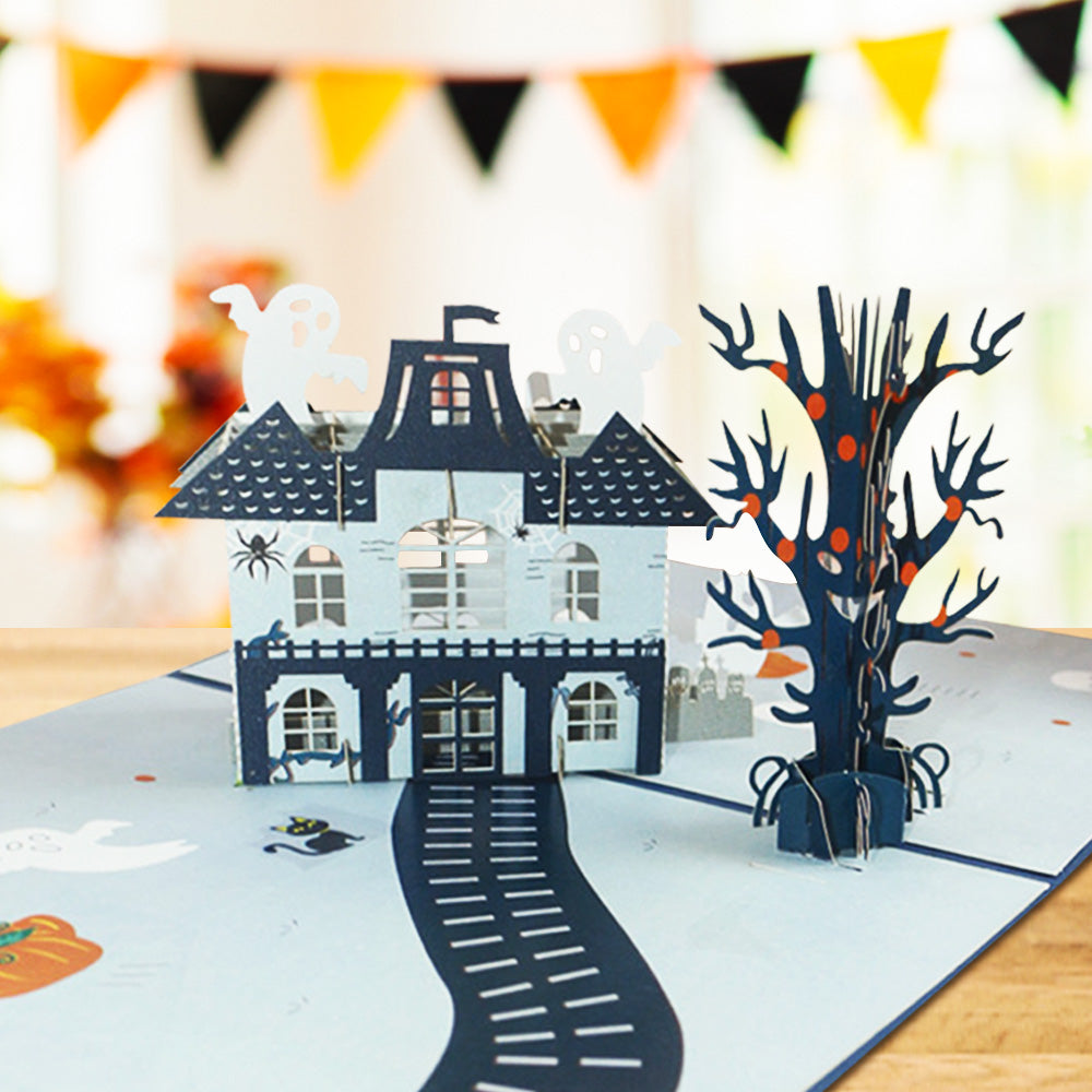 Halloween 3D Pop Up Card Ghost House Pop Up Greeting Card - MadeMine ...
