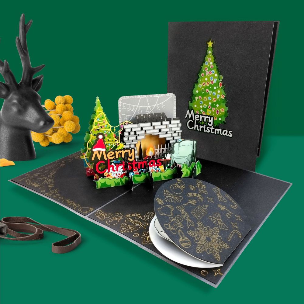 Christmas 3D Pop Up Card Christmas Hearth Pop Up Greeting Card ...