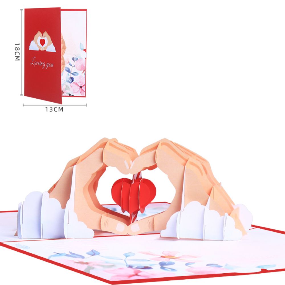 3D Creative Valentine's Day Pop Up Card Love In Hand Palm Pop Up ...