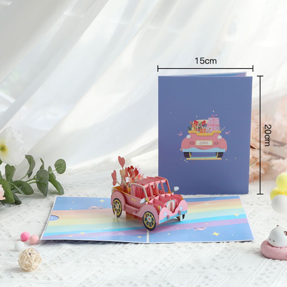 3D Creative Valentine's Day Pop Up Card Love Car Pop Up Greeting Card ...