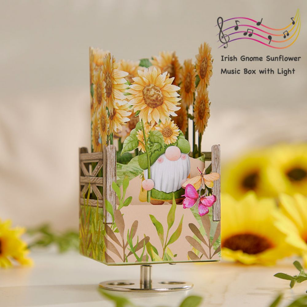 Sunflower Gnome 3D Paper Music Box - MadeMine Custom Drop Shipping