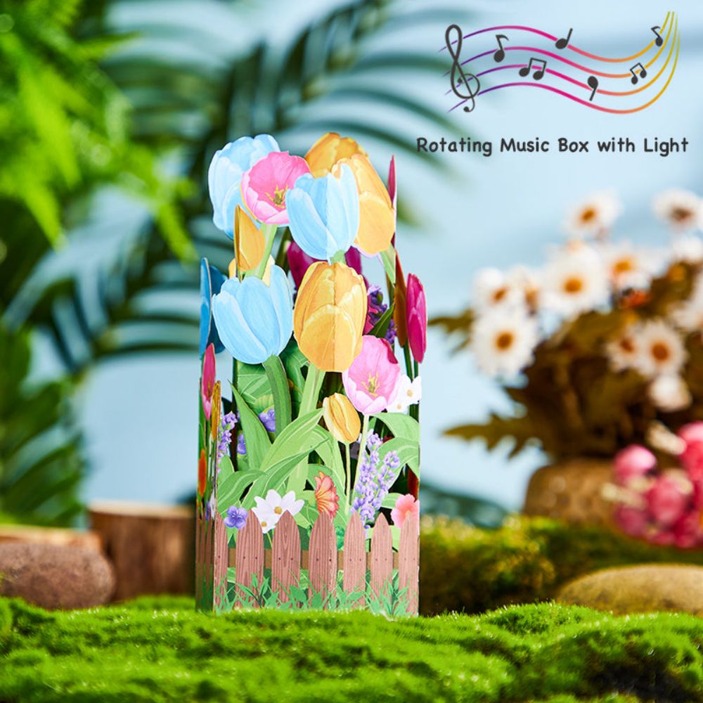 Spring Flowers Tulip 3D Paper Music Box - MadeMine Custom Drop Shipping
