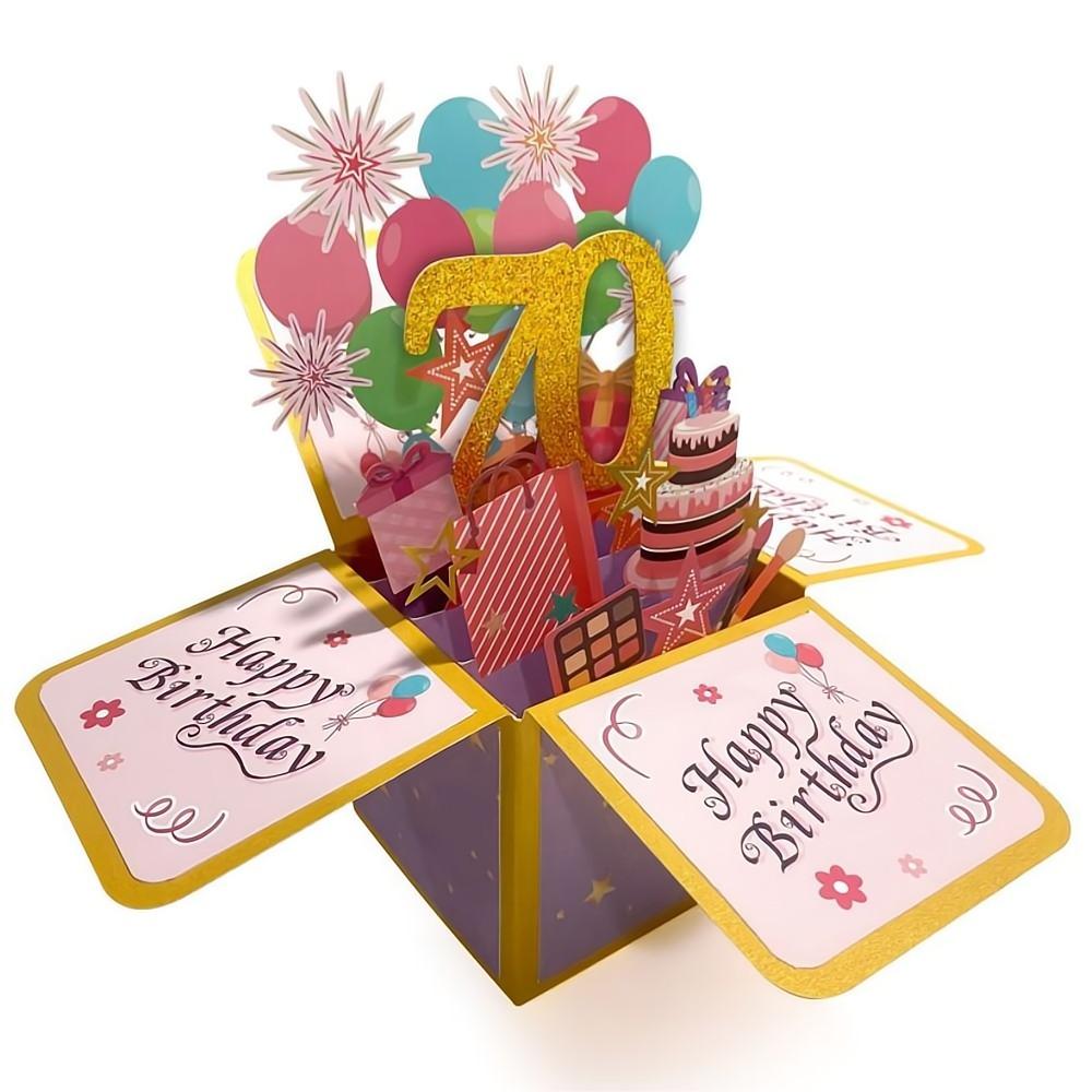 Birthday Pop Up Box Card 70th Birthday 3D Pop Up Greeting Card ...