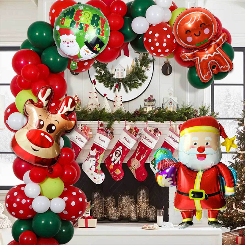 Christmas Party Balloons Set with Gingerbread Man Santa Claus for Party ...