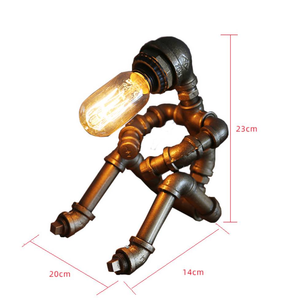 Creative Iron Tube Robot Table Lamp Water Pipe Light Retro Table Lamp ...