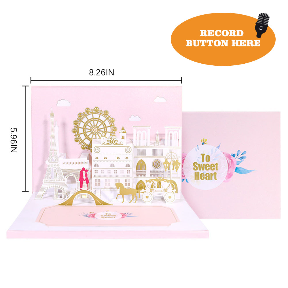 Recordable Romantic Love 3D Pop UP Greeting Card Wedding Led Light Pop ...