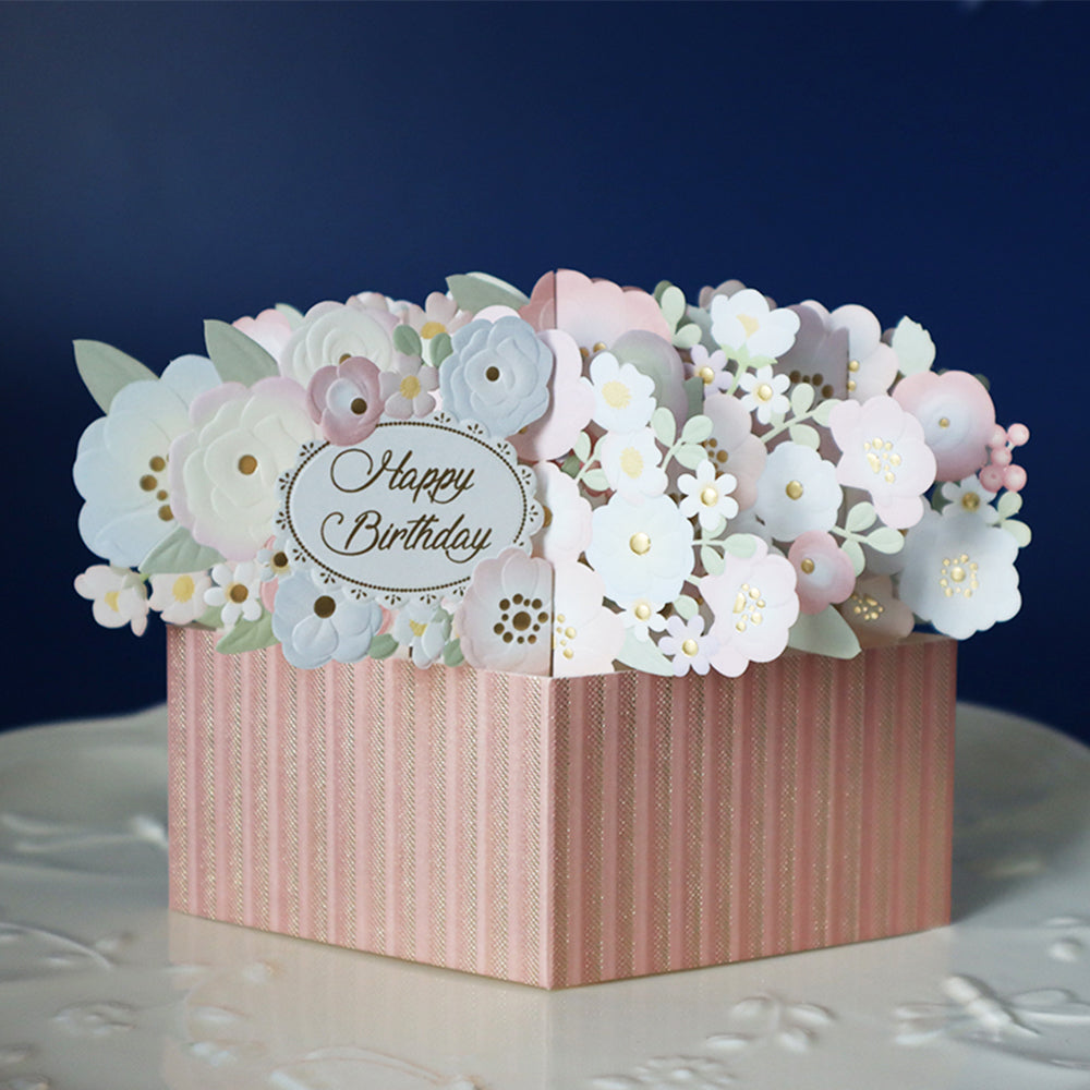 Creative 3D Pop Up Greeting Card Elegant Flower Box Card - MadeMine ...