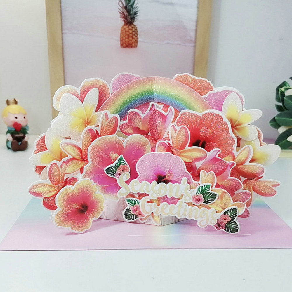 Creative 3D Pop-Up Card Rainbow Flowers Pop Up Greeting Card - MadeMine ...