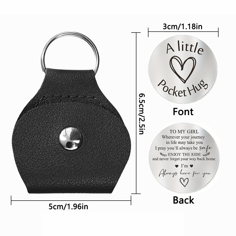 Pocket Hug Token with Leather Keychain Gifts for Friend Son Daughter ...