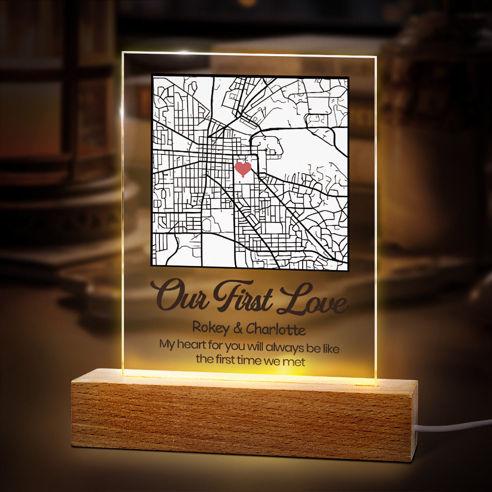 Anniversary Gifts Custom Engraved Map Night Light Our First Date Night ...
