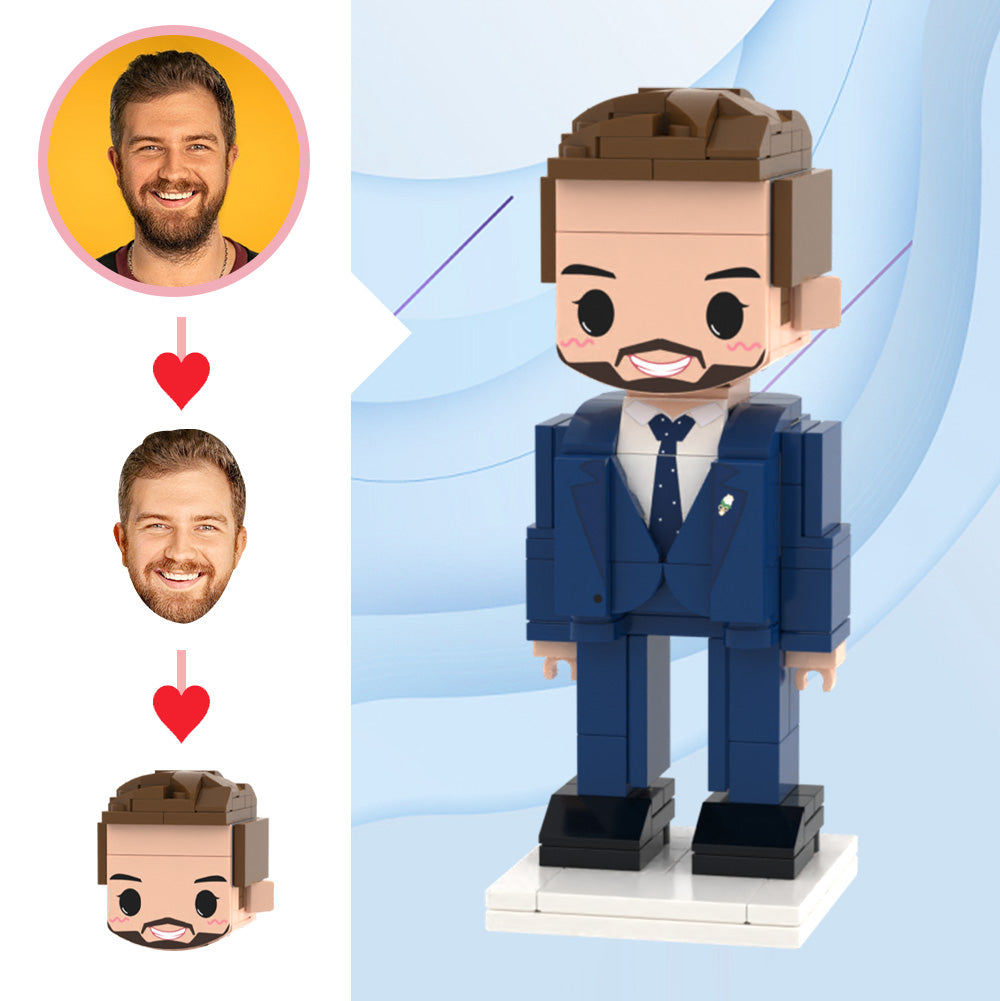 Wedding Gifts Blue Dress Brick Figures Custom Head Cute Brick Figures ...