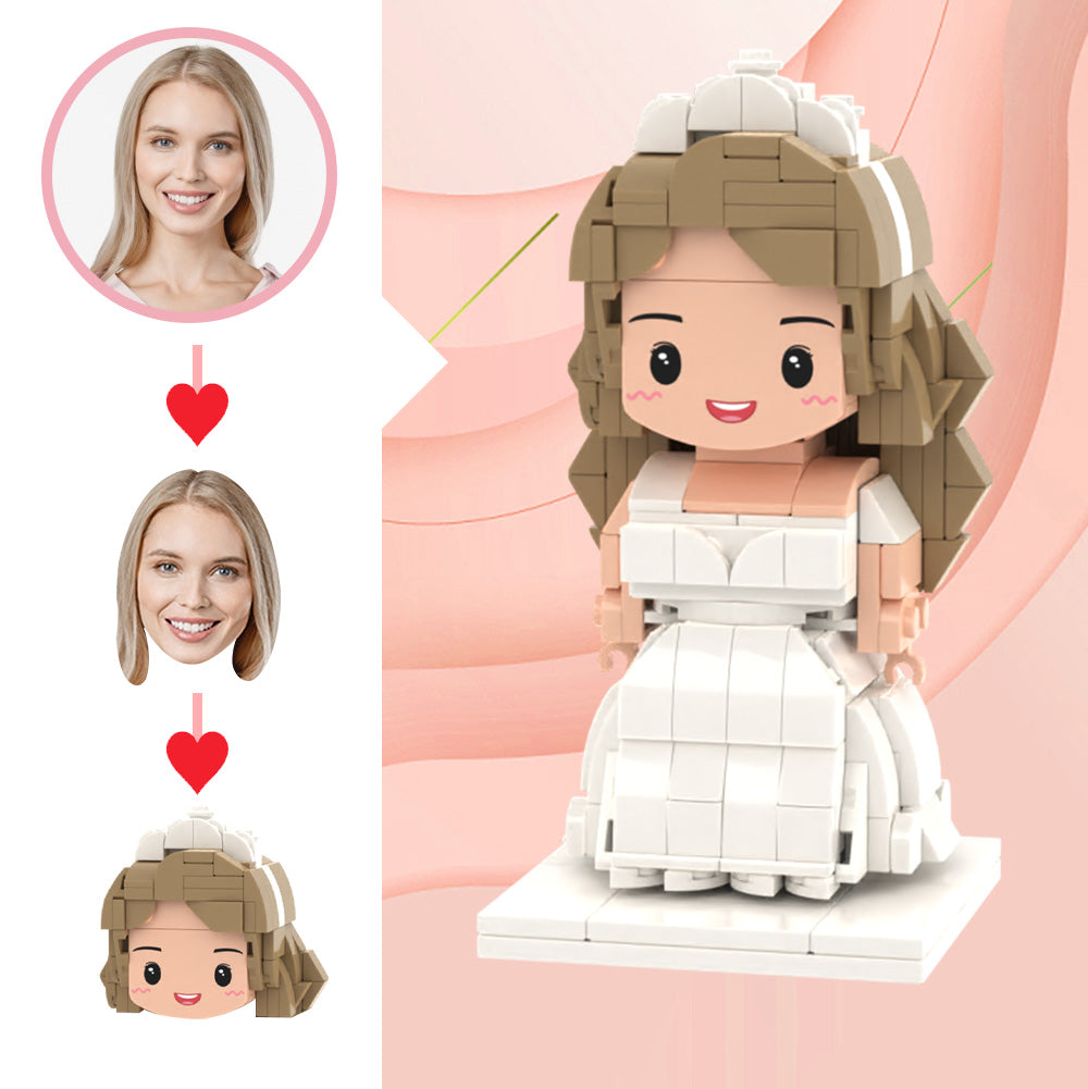Wedding Gifts Wedding Dress Brick Figures Custom Head Cute Brick ...