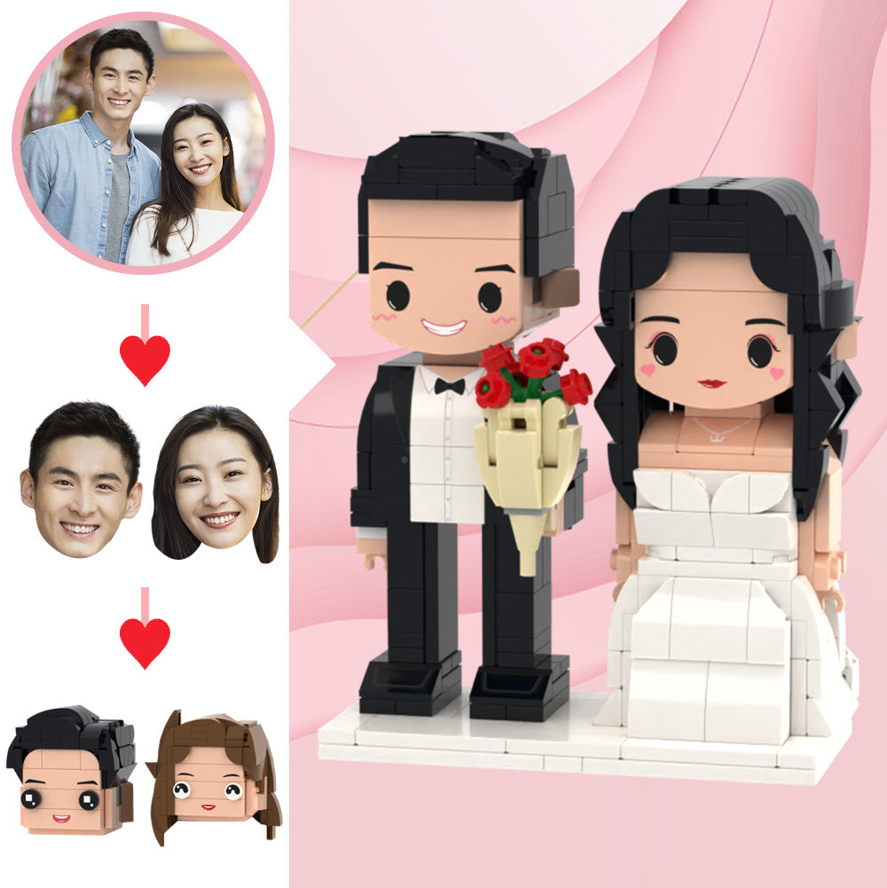 Wedding Gifts Romantic Wedding Cute Face Brick Figures Customizable ...