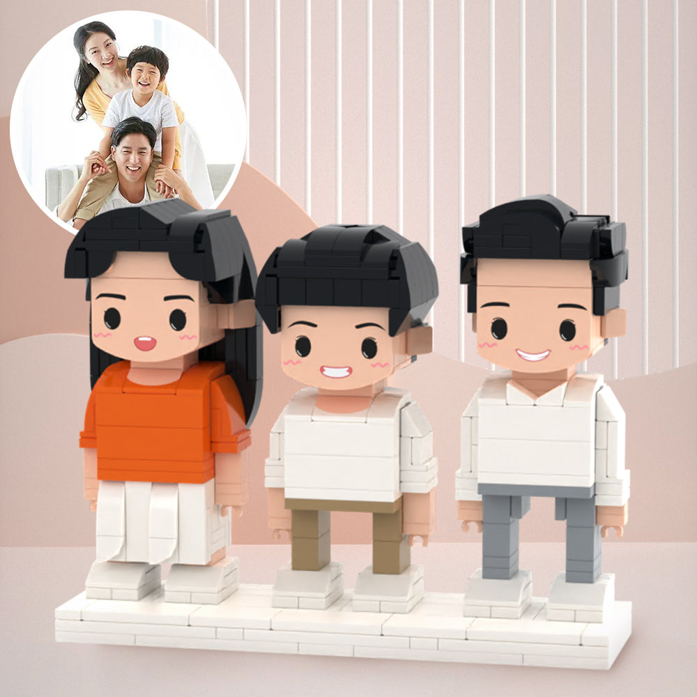 Custom Brick Family Portrait 3 People Full Custom Brick Figures Custom ...
