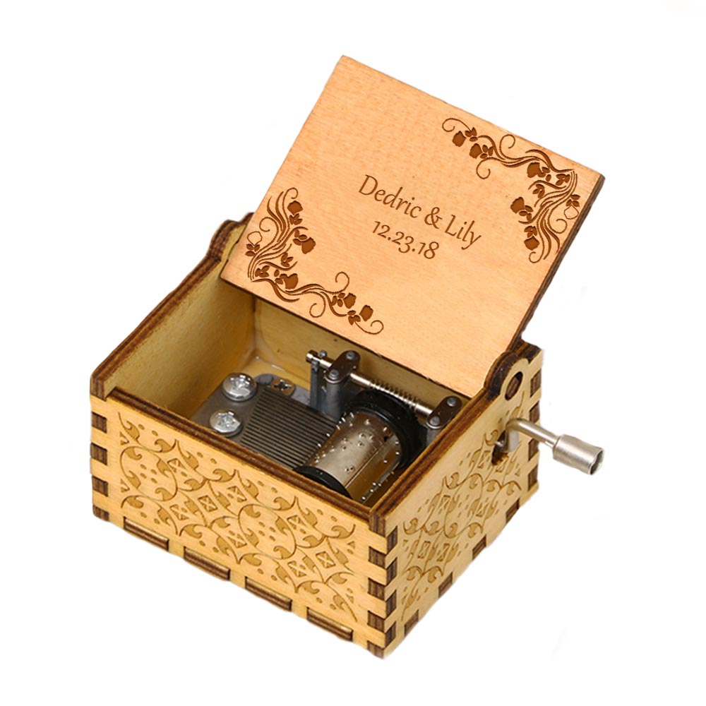 Custom Engraved Wooden Music Box with Name And Date - MadeMine Custom ...