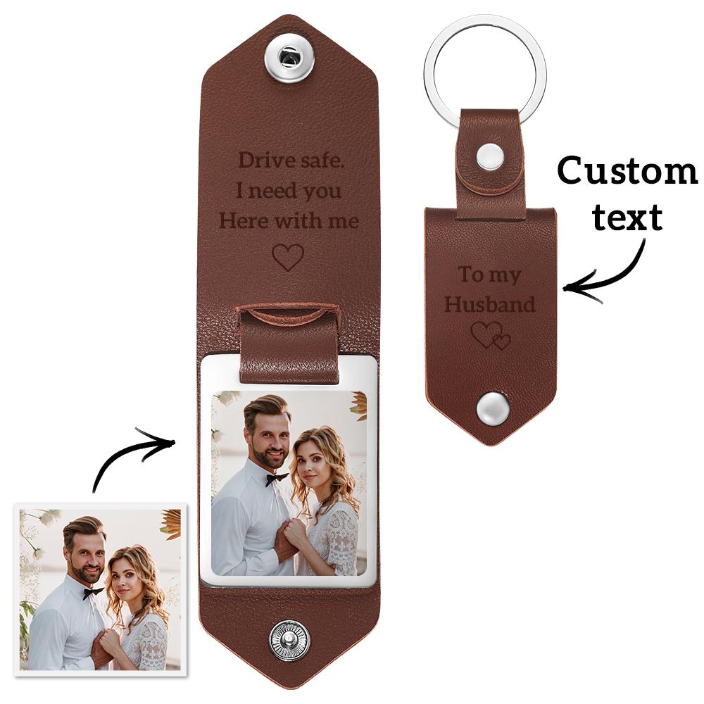 Personalized Leather Keychain with Photo and Text - MadeMine Custom ...
