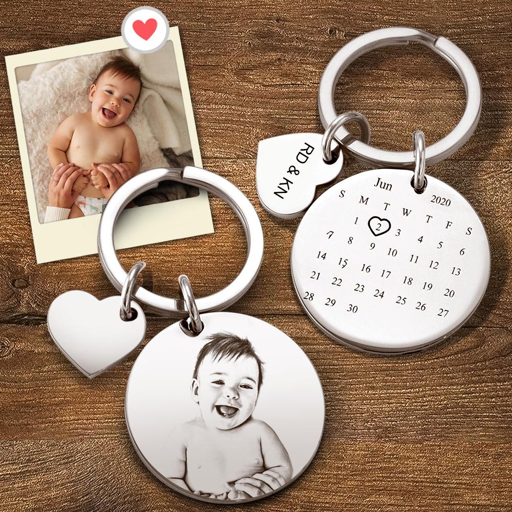 Custom Photo Engraved Keychain Date Save Keychain Significant Date ...