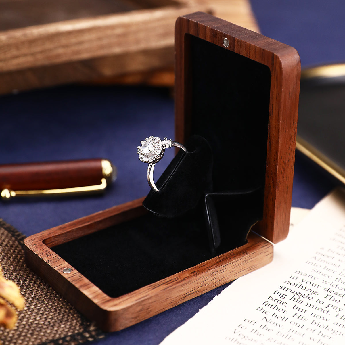 Personalization Jewelry Box Slim Engagement Ring Box Unique Ring Box Wooden Ring Box - MadeMine ...