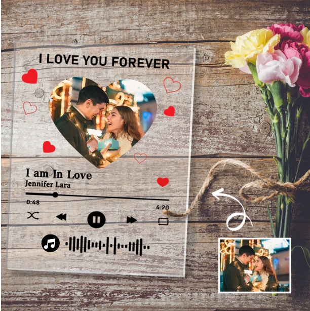 Custom Photo I am In Love Spotify Code Plaque Scannable Music ...