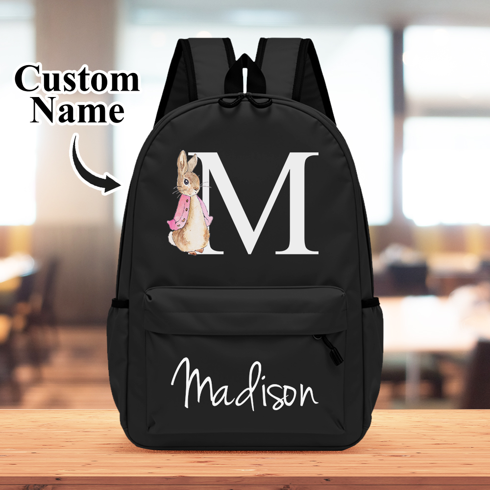 Personalized Name Initial Backpack with Rabbit Design Girls Boys Kids ...