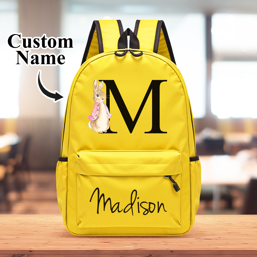 Personalized Name Initial Backpack with Rabbit Design Girls Boys Kids ...